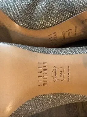 Stuart Weitzman | Shoes | Stuart Weitzman Silver Glitter Leather ...